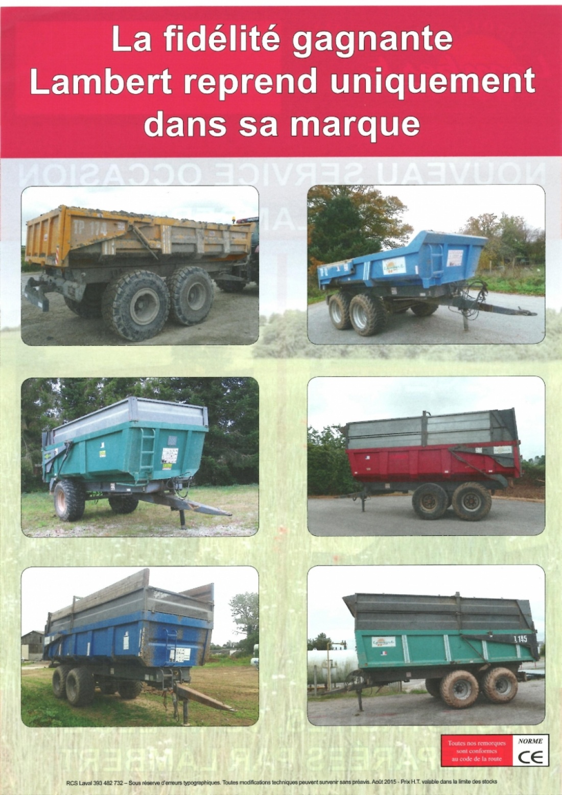 Les occasions des remorques Lambert